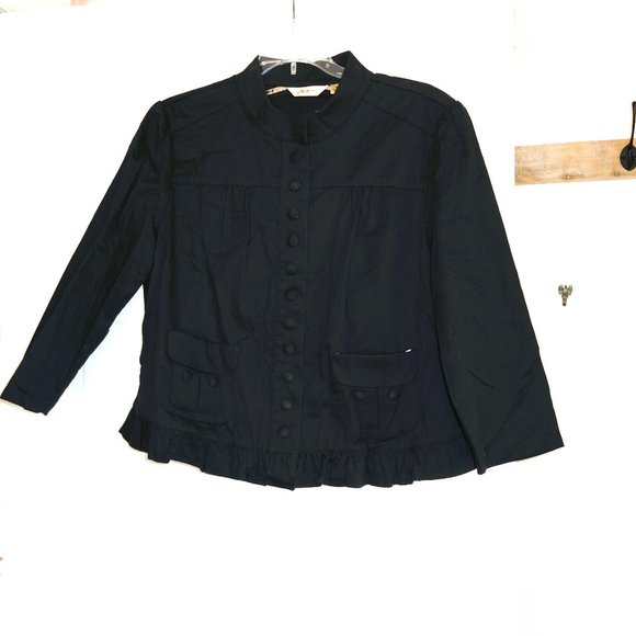 motto | Jackets & Coats | Motto Black 34 Sleeve Crop Jacket With Ruffle ...